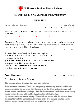 Pew Sheets - St George's Anglican Church Malvern