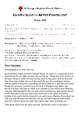 Pew Sheets - St George's Anglican Church Malvern