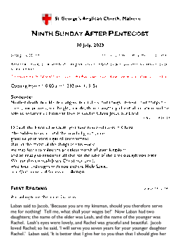 Pew Sheets - St George's Anglican Church Malvern