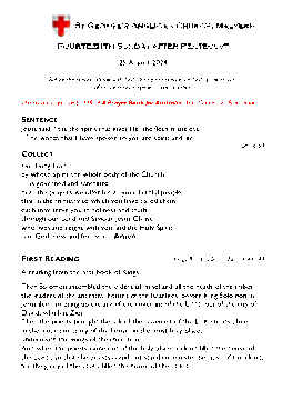 Pew Sheets - St George's Anglican Church Malvern
